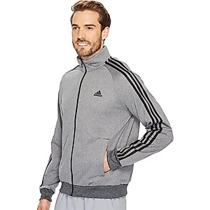 adidas Men's Essentials 3-Stripe Tricot Track Jacket, Dark Grey/Black, Medium