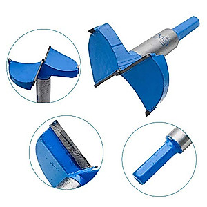 TOOLSTAR Forstner Drill Bits, Boring Carbide Drill Bits 60mm Blue Woodworking Hole Saw Power Rotary Cutting Tool for Wood Plastic Plywood （Pack of 1）