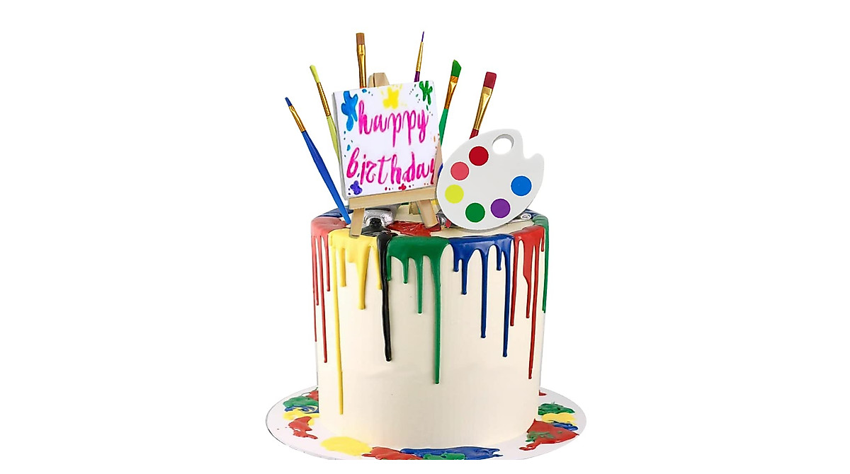 Art Paint Cake Topper – Artist Themed Cake Decor with Brush & Palette