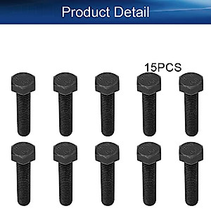 Yinpecly M8x35mm Hex Head Screw Bolts Fastener Grade 8.8 Carbon Steel Black 15pcs