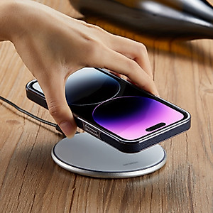 MOHEYO Designed for iPhone 14 Plus Case Removable Wallet Card Holder Magnetic Compatible with MagSafe Slim Thin Vegan Leather Cover (Blue)