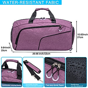 Kuston Sports Gym Bag with Shoes Compartment &Wet Pocket Gym Duffel Bag Overnight Bag for Men and Women