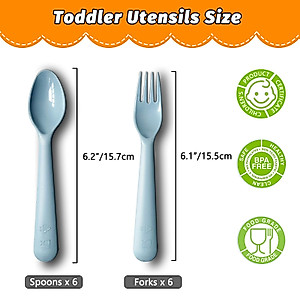 Muulaii Kids Spoons and Forks Toddler Utensils Plastics Reusable Silverware Baby Cutlery Set Feeding Dinnerware Utensils BPA Free Microwave Dishwasher and Freezer Safe