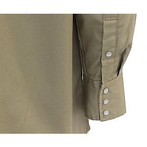 KONRECO FR Shirts for Men Long Sleeve Flame Resistant Pearl Snaps Cotton Men's Welding Shirts Khaki- Size L