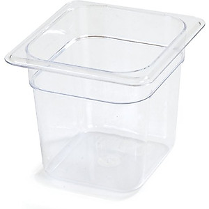 Carlisle FoodService Products Plastic Food Pan 1/6 Size 6 Inches Deep Clear (Pack of 6)