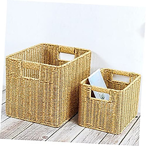SOESFOUFU Fruit Baskets for Storage Basket for Table Woven Basket for Blankets Home Organizer Khaki Pp