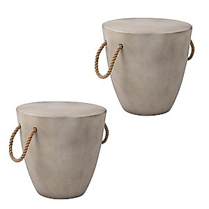 SUNBURY Outdoor Side Table Set of 2, 2 Piece Concrete Side Table Outdoor End Table, 17" Grey Accent Table Side Table for Patio Garden Living Room