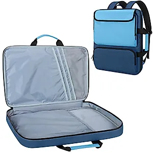 Prokva Art Portfolio Bag Backpack, A3 Art Portfolio Case 15 x 18 Inch, Artist Travel Tote Bag for Artwork and Drawing Supplies, Blue (Empty Bag, Patent Design)