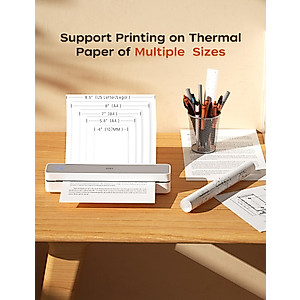 PRT Portable Printer Wireless for Travel, Bluetooth Thermal Printer Support 8.5" X 11" US Letter A4 A5, Compatible with iPhone, Android & Laptop, Inkless Printer for Office, Home, School, White