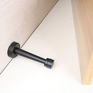 Door Stop Stopper Zinc Alloy Doorstop, Wall Mount, Longer and Stronger,Easy to Install ,Plastic Expansion & Screws Included (Black, 4.7"/12cm)