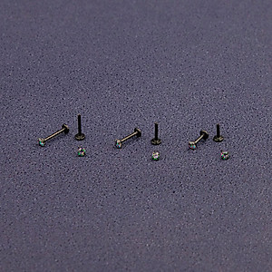 Pierstyles 20G 18G 16G Threadless Push in Lip Ring Stainless Steel 3mm Clear CZ Stud Top 6mm 8mm 10mm Labret Tragus Nose Cartilage Daith Stud Earring Flat Back Monroe Piercing Jewelry for Women Men,
