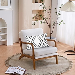 Yaofavo Set of 2 Black Lumbar Pillow Covers Boho Aztec Polyester Blend Decorative Throw Pillow Covers for Sofa Couch Bed Decor, 2 Pack of Pillowcase Only(12x20 Inches, Boho White More)