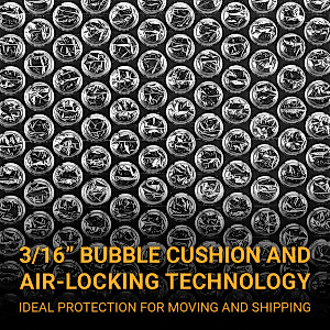 Bubble Cushioning Wrap Roll 2 Pack 3/16" Air Bubble 12 Inch x 74 Feet Total, Perforated Every 12 Inch with 20pcs Fragile Stickers Packing Supplies for Heavy-Duty Moving Shipping