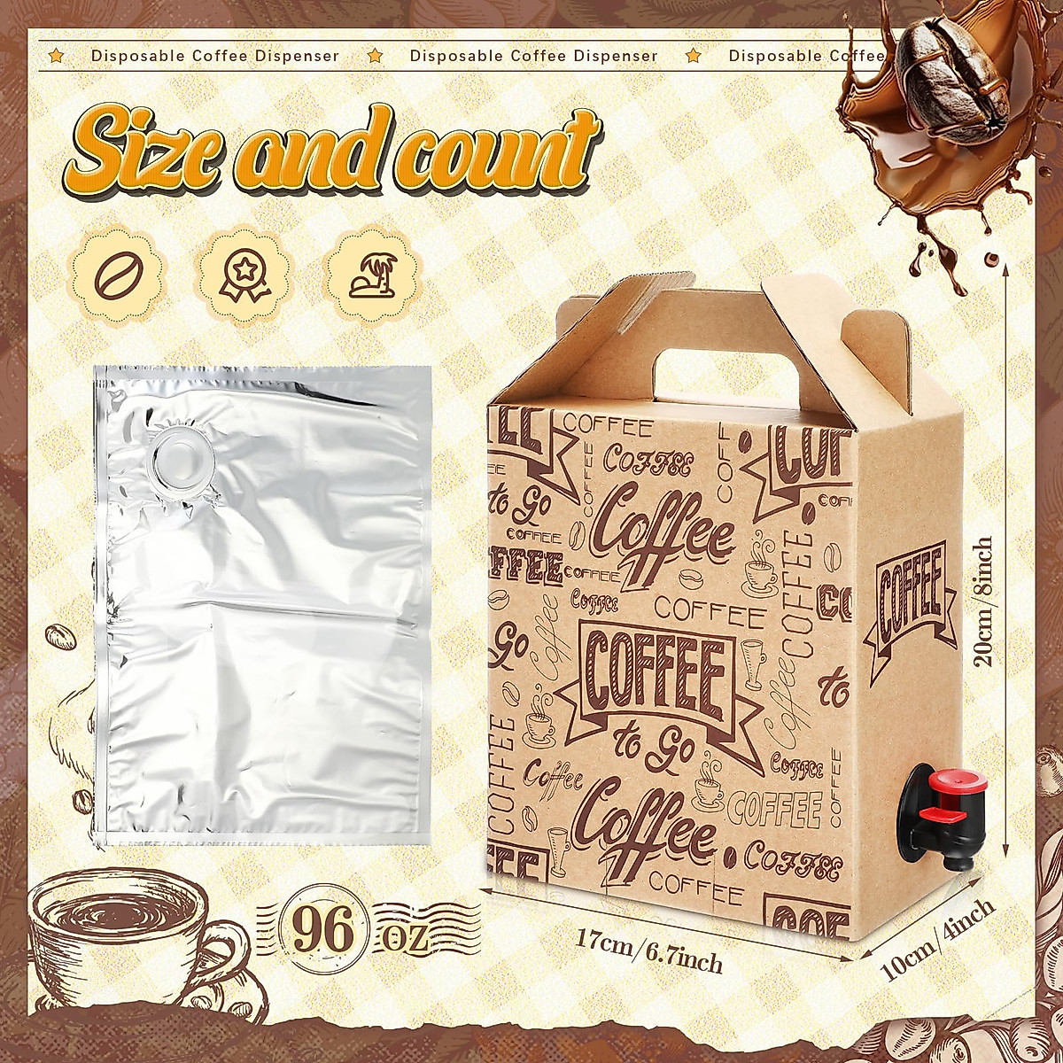 Resholder 10 Pack Coffee to Go Box Container for Catering 96 OZ Disposable Coffee Boxes Dispenser Insulated Server for Catering Liquid Carrier