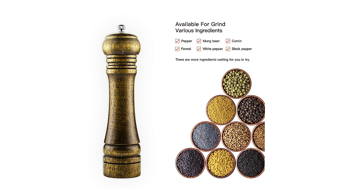 DIGITBLUE Wood Pepper Grinder - Adjustable Ceramic Mill