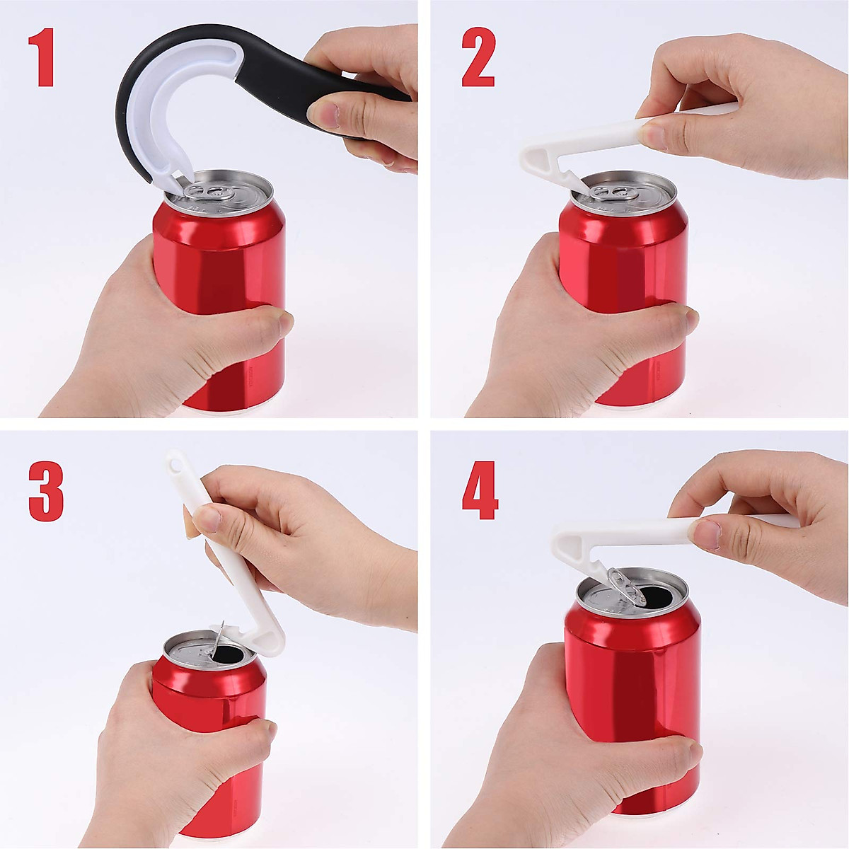 4 Pack Easy Open Ring Pull Can Opener Easy Grip Opener Ring-Pull Helper for Ring Pull Tab Cans Tins Bottles, 2 Sizes