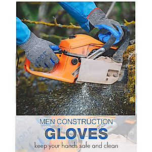 Haysandy 36 Pairs Rubber Latex Double Coated Gloves Large Gardening Gloves Blue Construction Gloves for Men Rubber Coated Gloves for Outdoor