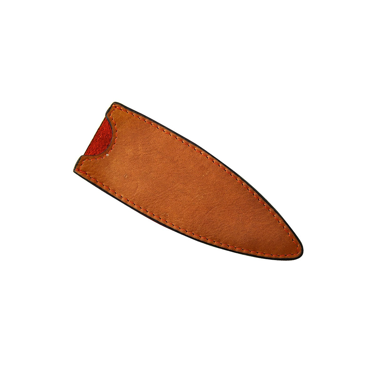 Deejo - Deejo Leather Sheath, 0.9 oz, Natural - Genuine Calf Leather - Light Brown Tanned Color with Orange Stitching - Protecting and Safely Carrying your Pocket Knife