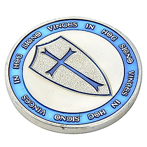 GogoForward Commemorative Knights Templar Cross Masonic Mason Silver Coin(Blue)
