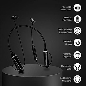 Conchpeople Neckband Bluetooth Headphones Deep Bass Neckband Headphones with Noise Cancelling Mic, V5.1 Wireless Bluetooth Earbuds 180H Playtime, IPX7 Waterproof for Sports