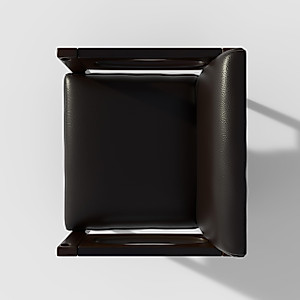 PU Leather Accent Chair, Mid-Century Modern Armchair with Solid Wood Legs, Reading Leisure Chair with High Back for Living Room Bedroom Waiting Room(Espresso)