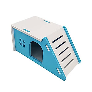 Floralby Small Pets House with Ladder Hamster Chinchilla House Villa Eco-Friendly Blue