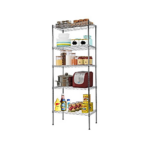 5-Tier Metal Wire Shelving Unit Tall Shelf Storage Rack NSF Certified Storage Shelves 500 Lbs Capacity Standing Utility Shelf for Laundry Kitchen Pantry Garage Organization Snack Shelf
