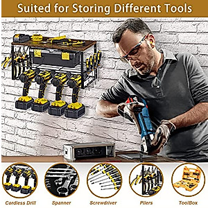 NIUXX Power Drill Tool Organizer Wall Mounted, Garage Storage Rack for Handheld Power Tools, Heavy Duty Floating Utility Tool Storage Shelf with Side Screwdriver for Garage, Home, Workshop