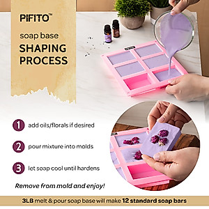 Pifito Soap Making Kit │ DIY Soap Making Supplies - 3 lbs Melt and Pour Soap Base (Goats Milk, Shea Butter, Clear), 10-Pack Mica Original Colorants Sampler, Mold and Instructions