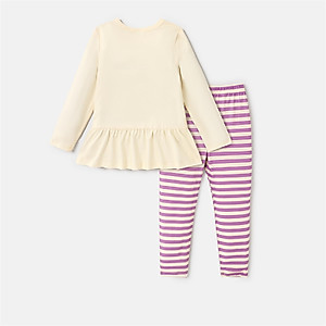 Disney Princess Toddler Girls Long Sleeve Ruffle T-Shirt Dress Pants Leggings Outfit Set Yellow 4-5 Years