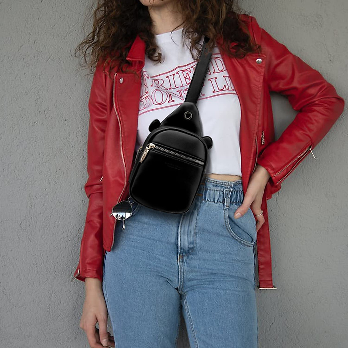 Peicees Small Crossbody BagS for Women Leather Cell Phone Purse Fanny Packs Fashion Chest Bag For Travel