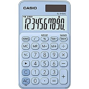 CASIO SL-310UC 10 Digit Trend Colours Tax Calculator Thousands Division Solar Battery Powered