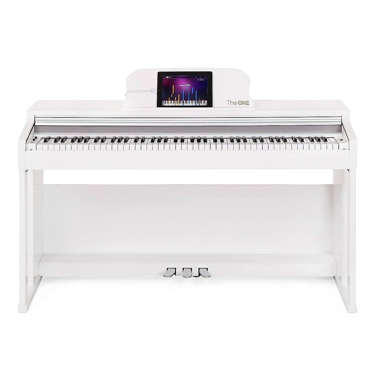The ONE Digital Piano with Lighted-up Teaching Keys, Piano Keyboard 88 Keys with Hammer Action for Beginner/Professional, Full Size Weighted Keyboard with Piano Stand/3-Pedal Unit/APP, White