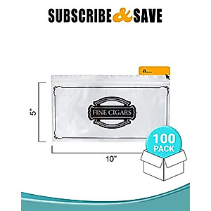 APQ Polyethylene Slide Seal Lock Cigar Bags 10 x 5, Clear Small Plastic Bags Zip Pack of 100, Slide Top Closure Zipper Bags 10x5, Plastic Zip Bags Small, 3 Mil Plastic Bags, Resealable Plastic Bags