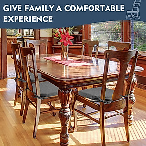 PLZSITDOWN Chair Cushions for Dining Chairs, Seat Cushions for Kitchen Chairs 16"x16" Non Slip Indoor Chair Pad with Ties Removable Cover Dark Grey