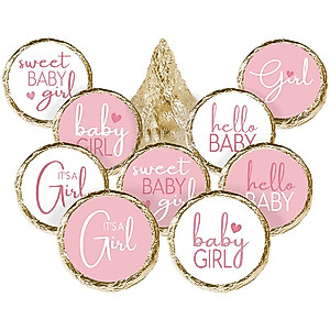 Pink It's a Girl Baby Shower Chocolate Kisses Party Favor Candy Stickers - Sweet Baby Girl - 180 Count