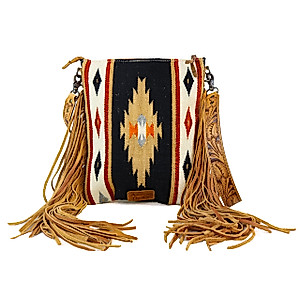 American Darling Aztec And Fringe Crossbody In Black ADBG298G