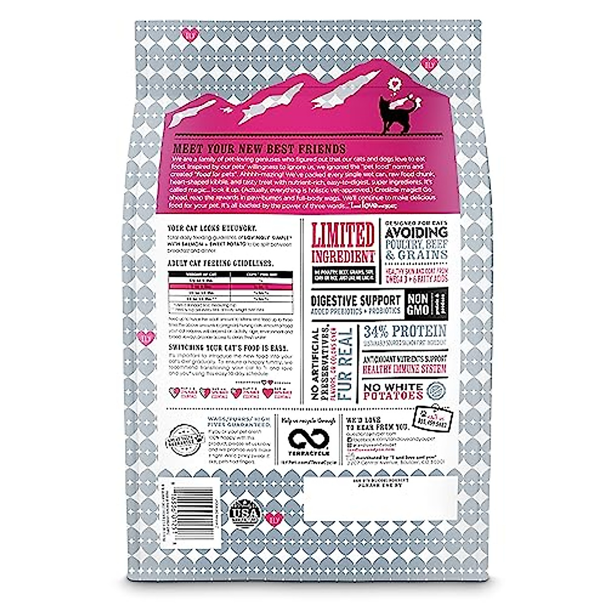 "I and love and you" Lovingly Simple Dry Cat Food, Salmon and Sweet Potato Recipe, Limited Ingredient Formula, Poultry Free, For Allergies and Healthy Skin, Grain Free, 3.4lb Bag