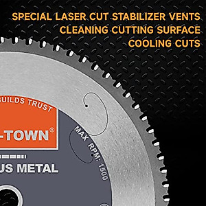 TWIN-TOWN 14-Inch 72 Teeth Dry Cut Steel and Ferrous Metal Cermet Saw Blade with 1-Inch Arbor