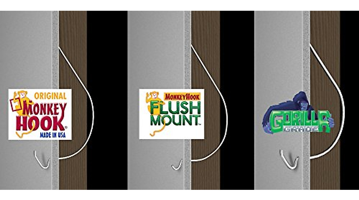 Monkey Hooks Picture Hanging Kit - Damage-Free Wall Hooks for Home & Office