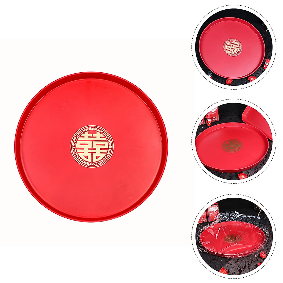 Cabilock 2 pieces Chinese Wedding Serving chinese new year snack tray chinese new year platter chinese new year candy tray Tray Platter: Red
