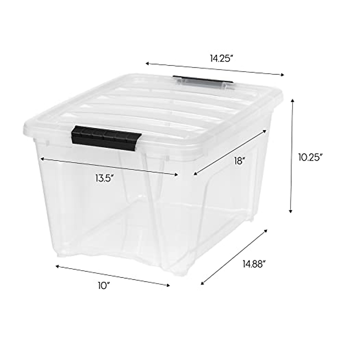 IRIS USA 6 Pack 32qt Clear View Plastic Storage Bin with Lid and Secure Latching Buckles