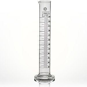 Premium Lab Glass Graduated Cylinder 250 ml Class A ±1ml Borosilicate 250ml Measuring Cylinder