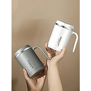Insulated Coffee Mug with Handle,Stainless Steel Coffee Cup,Double Wall Vacuum Tumbler Cup with Sliding Lid for Hot & Cold Drinks (Gray)