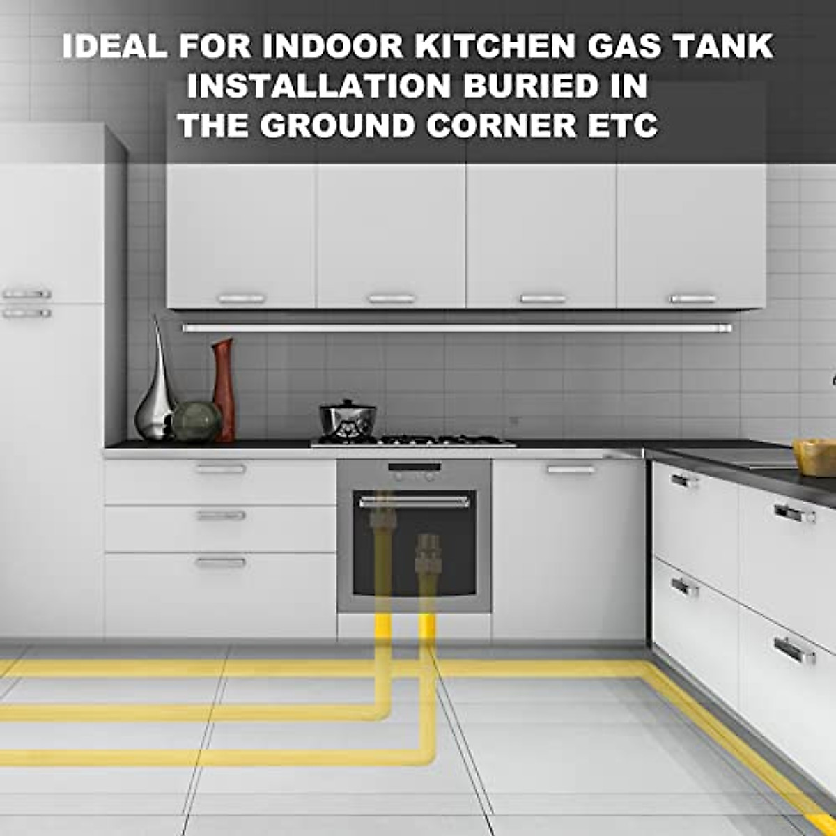 100FT 1/2" CSST Gas Line 1/2in Natural Flexible Gas Line with 2 Male Adapter Fittings, CSST Corrugated Stainless Steel Gas Tubing Pipe Kit for Stove Dryer Heater Gas Propane (100FT)