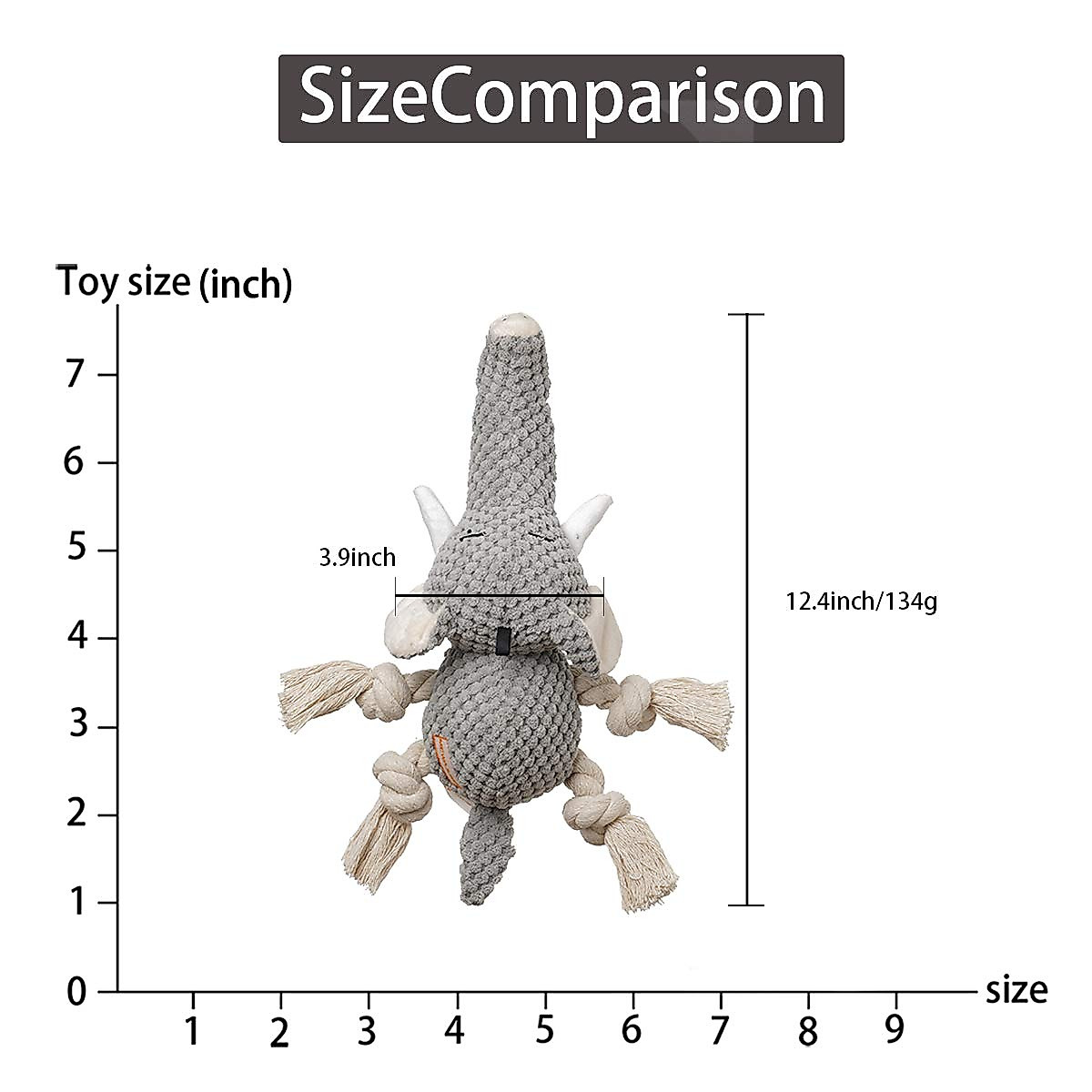 KOL Plush Squeaky Interactive Puppy Dog Toys with Crinkle Paper, Durable Chew Toys for Small and Medium Dogs with Elephant Shape