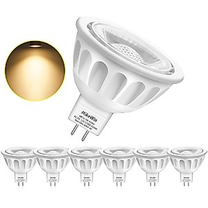 MikeWin MR16 LED Bulb 6Pack,5W 12V, GU5.3 Bi-Pin Base,50-Watt Equivalent,2700K Warm White,Non-Dimmable MR16 LED Spot Light Bulbs for Indoor Outdoor Landscape Track Lighting