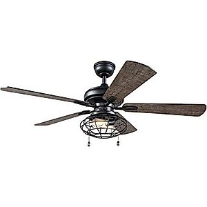 Home Decorators Collection Ellard 52 in. LED Matte Black Indoor Ceiling Fan with Lights