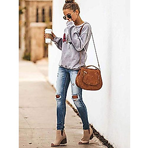 Barlver Women Christmas Outfits Fleece Sweater Holiday Vacation Graphic Sweatshirts Oversized Pullover Tunic Tops Shirts 4088 XL