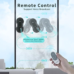 FMART T9 Window Cleaning Robot,Remote Control Robotic Window Cleaner,Auto Ultrasonic Spray Automatic Window Cleaner Robot,Include 12 Microfiber Cloths,for Indoor/Outdoor High Rise Windows/Ceilings